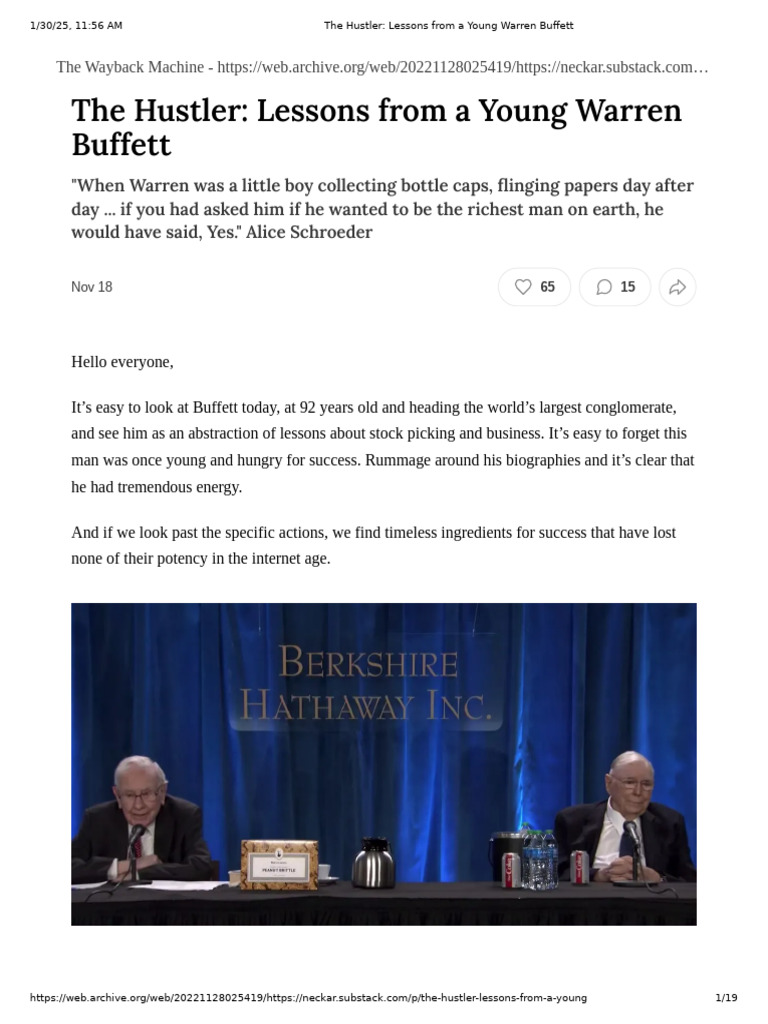 The Hustler_ Lessons From a Young Warren Buffett | PDF | Cost Of Living ...