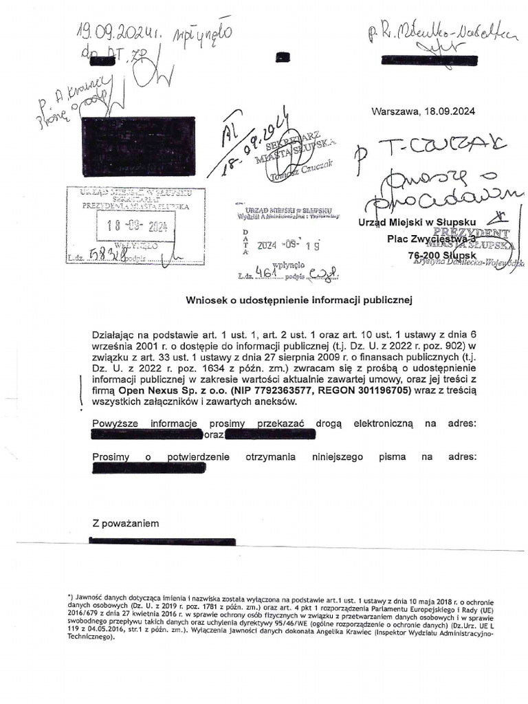 Wniosek o Udostępnienie Informacji Publicznej | PDF