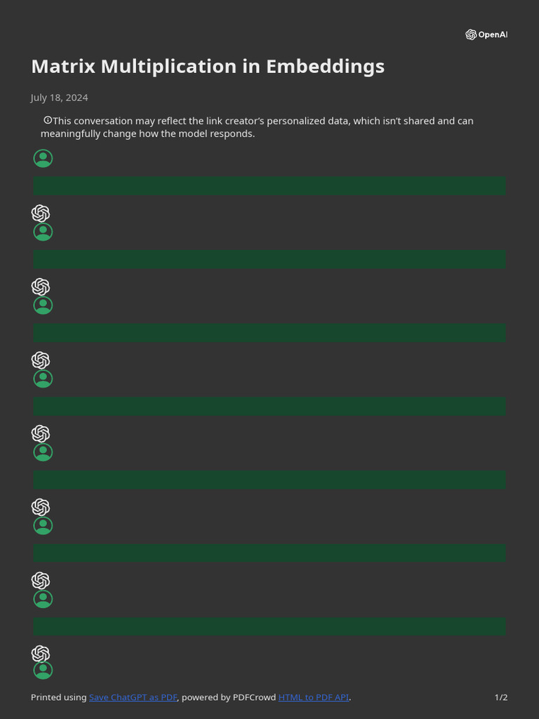 Matrix Multiplication in Embeddings | PDF