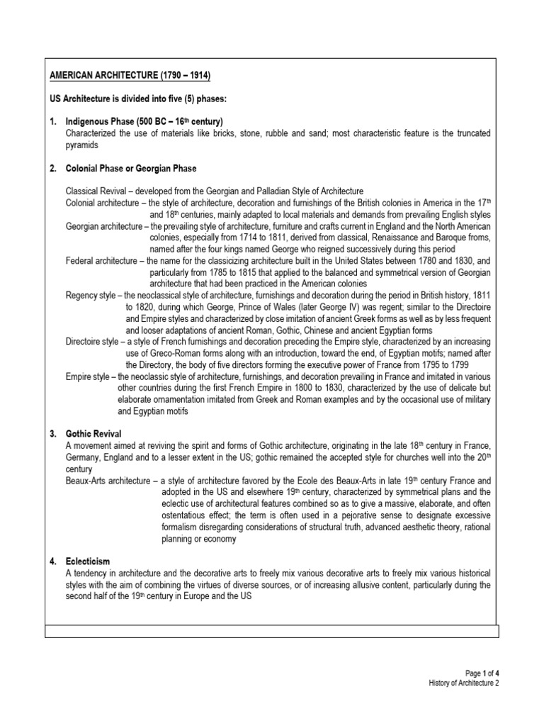 American Architecture History (1790-1914) | PDF | Framing (Construction ...