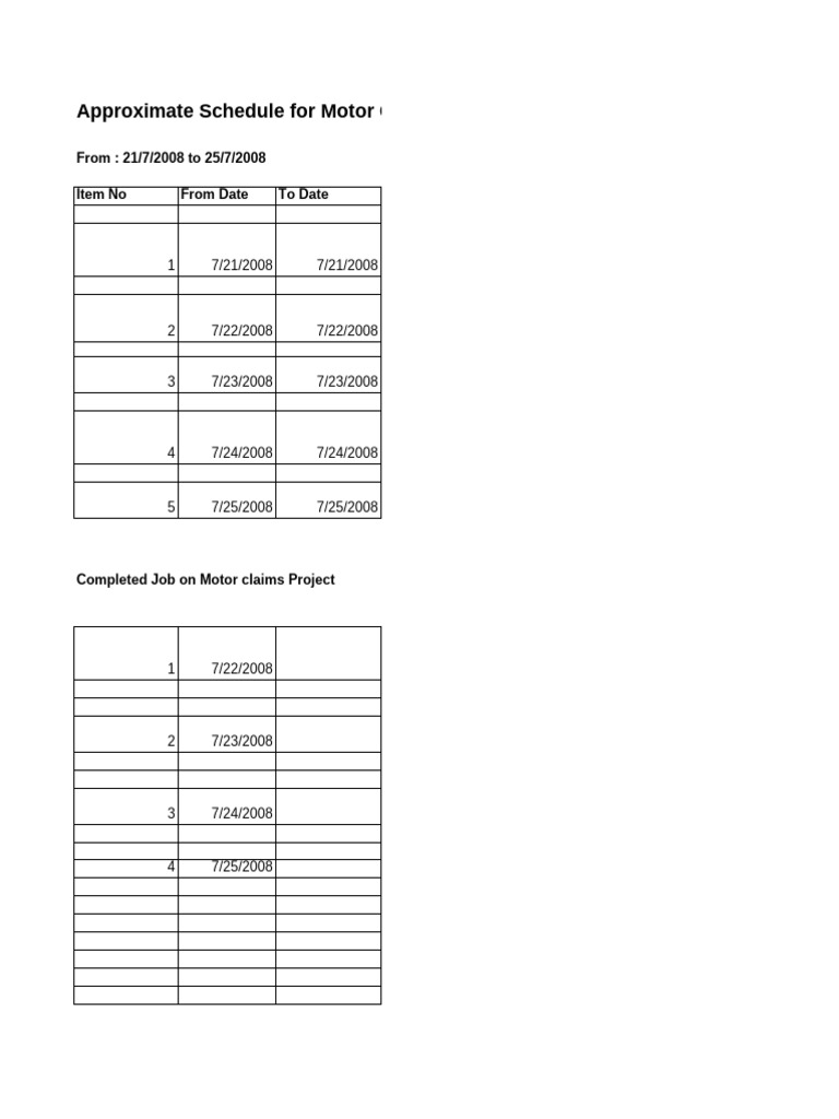 Weekly Schedule 21072008 To 25072008 - Updated | PDF | Insurance