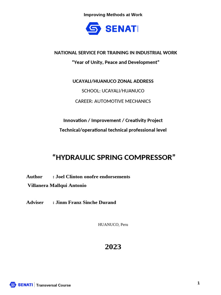 Hydraulic Spring Compressor Project | PDF | Brainstorming