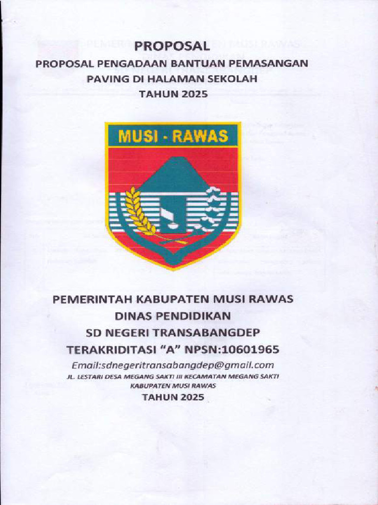PROPOSAL PAVING BLOK SD TRANSBANDEP | PDF