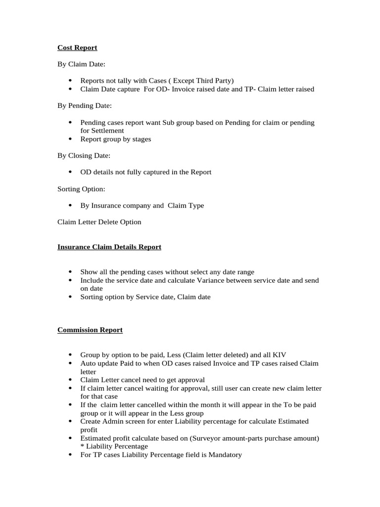 Comprehensive Insurance Claim Report | PDF