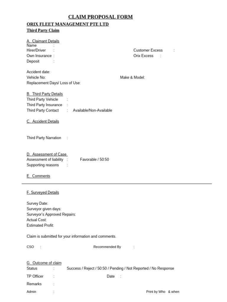 Proposal of TP Claim | PDF | Insurance | Vehicle Insurance