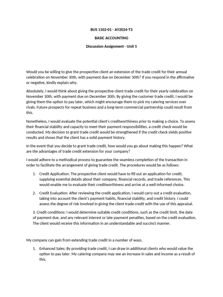Trade Credit Extension in Accounting | PDF | Bad Debt | Debits And Credits