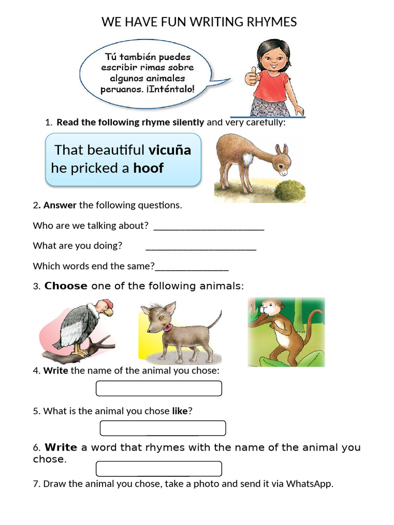 Fun Rhyme Writing Activity Guide | PDF