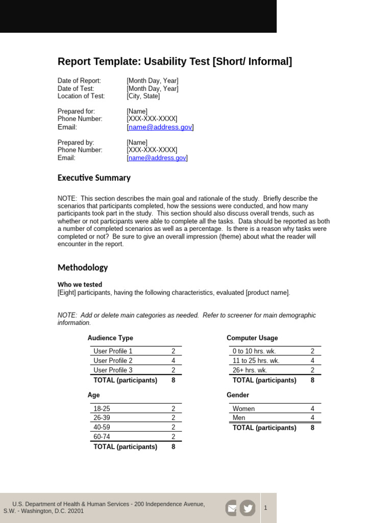 report-template-usability-test-short | PDF | Usability | Human ...