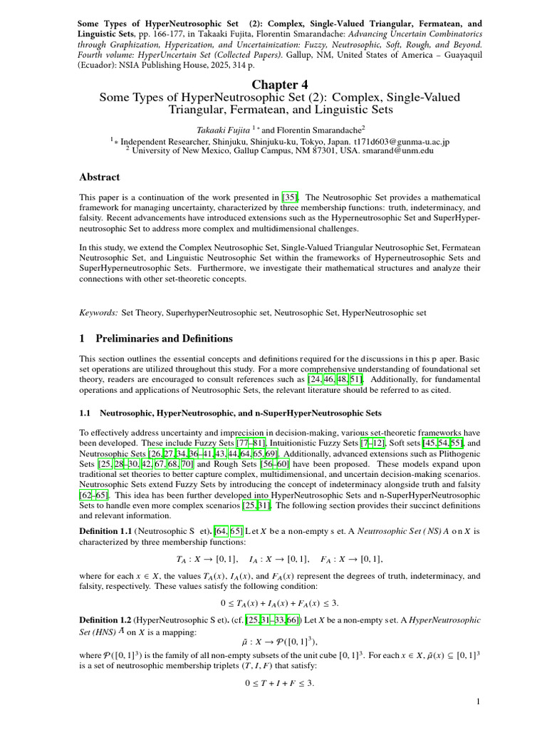 Some Types of HyperNeutrosophic Set (2): Complex, Single-Valued Triangular, Fermatean, and ...