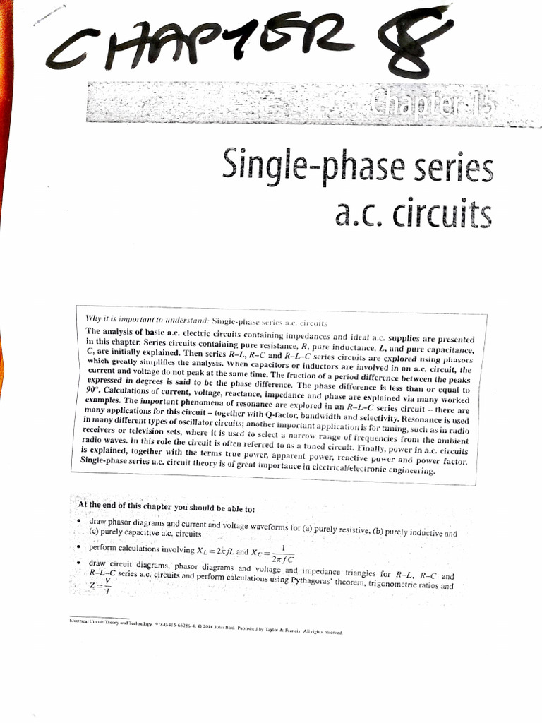 Single-Phase AC Circuit Analysis Guide | PDF | Electrical Impedance ...