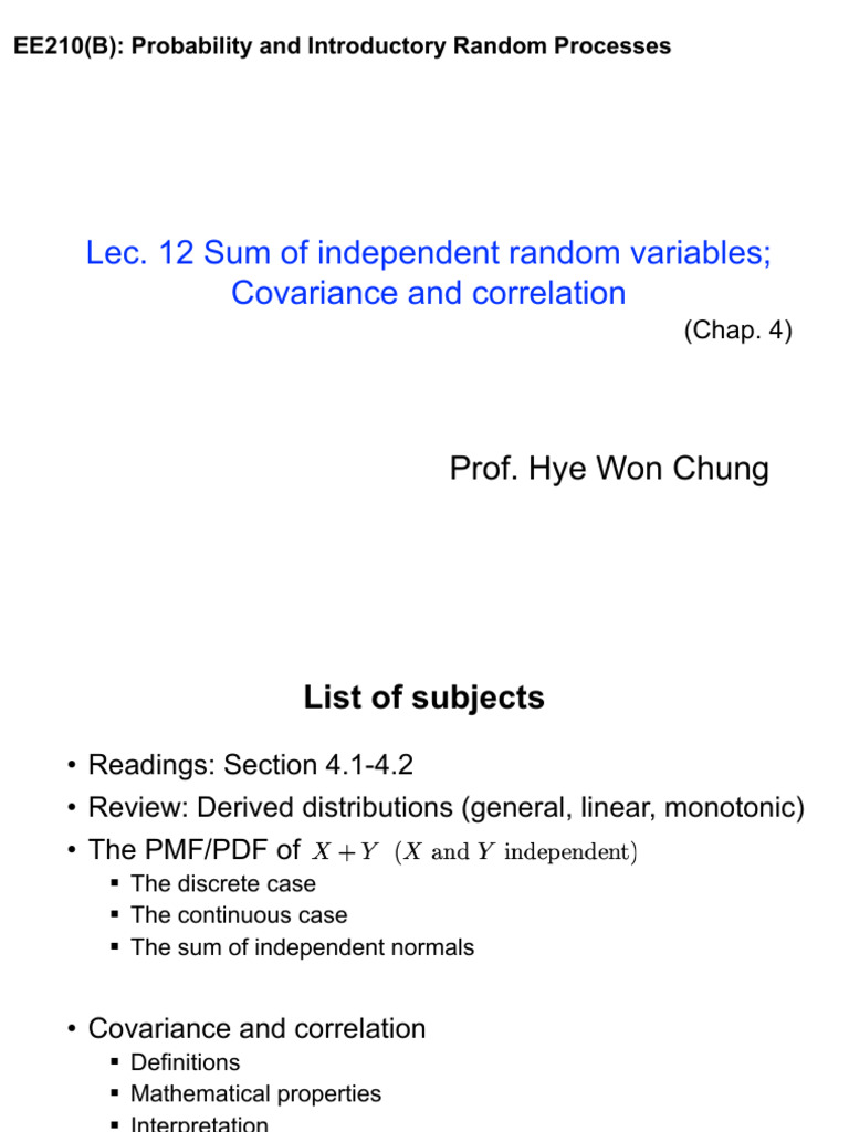 Lec12_CovarianceCorrelation | PDF | Variance | Covariance
