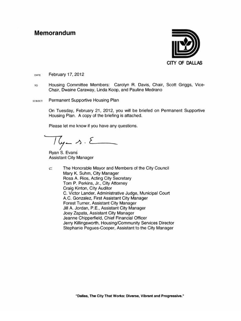 Memorandum: City of Dallas | PDF | Homelessness | Disability