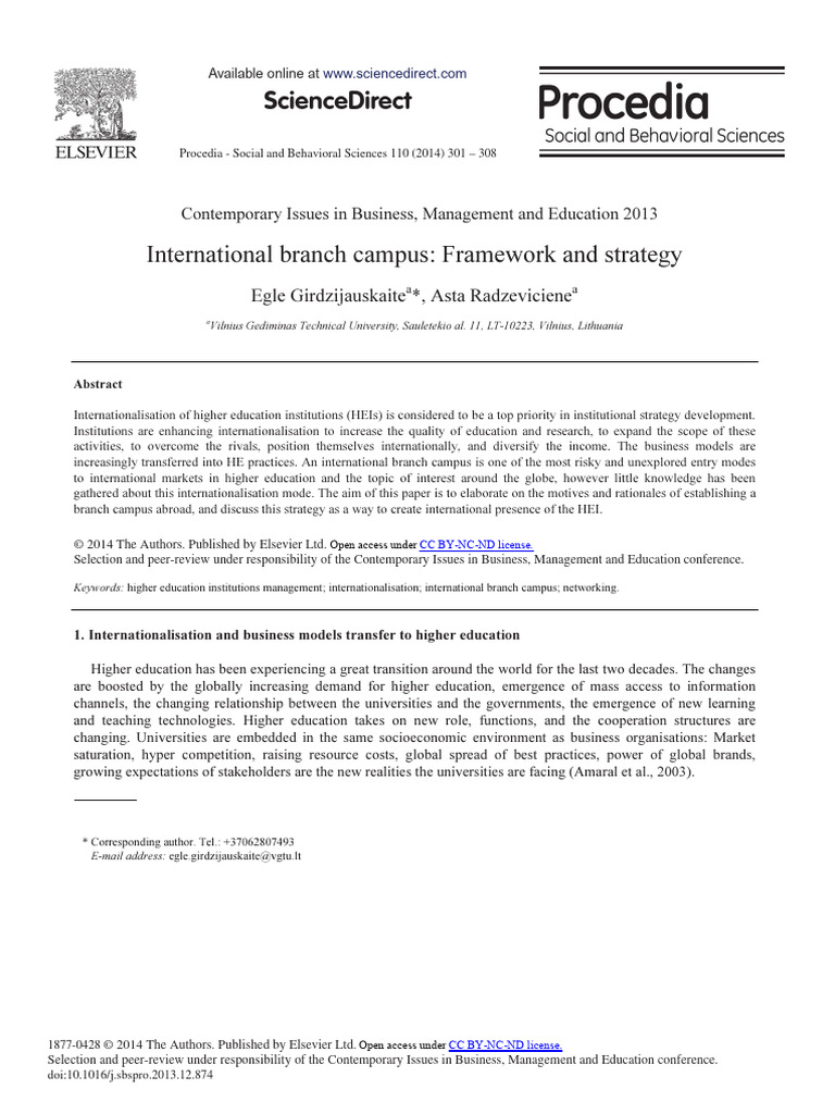 International branch campus: Framework and strategy | PDF | Internationalization | Risk