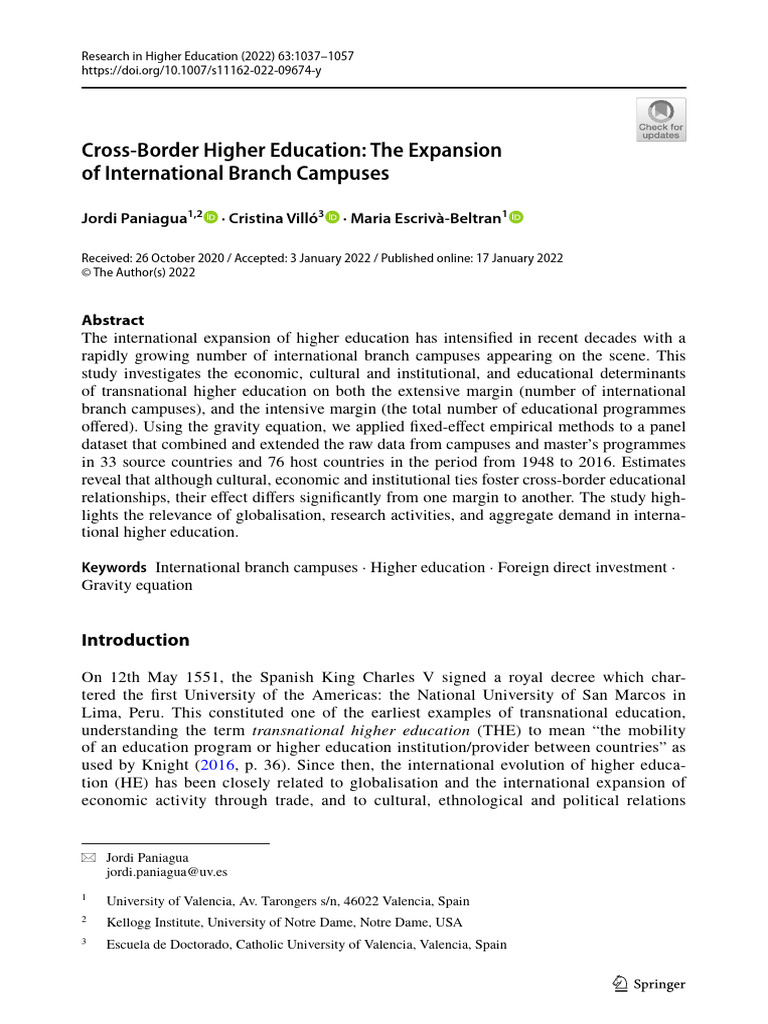Cross-Border Higher Education: The Expansion of IBC | PDF | Fixed ...