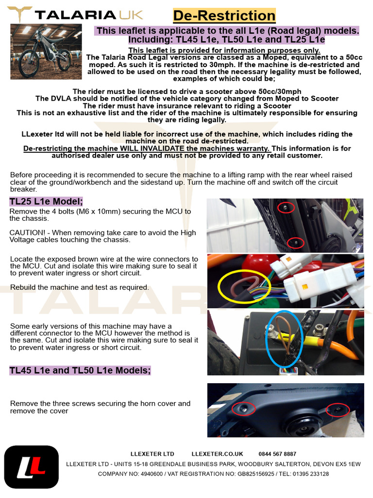 Talaria De-Restriction v3 | PDF | Electrical Connector | Switch