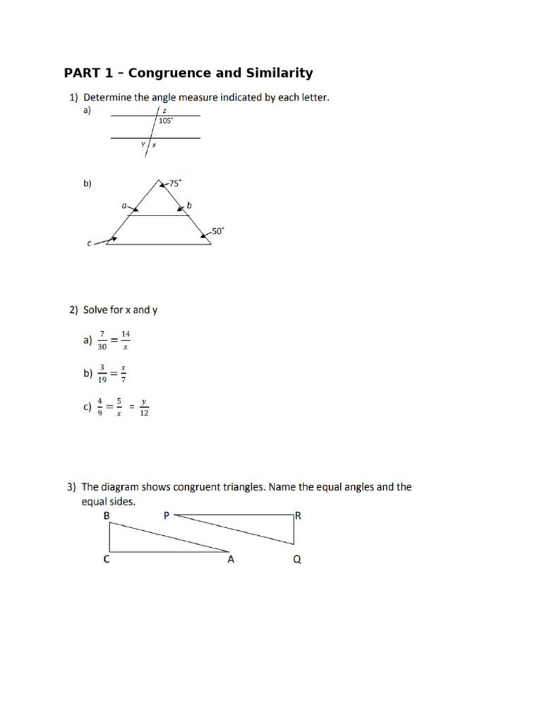 TEST MATH CONGRUENCE and SIMILARITY.pdf | PDF