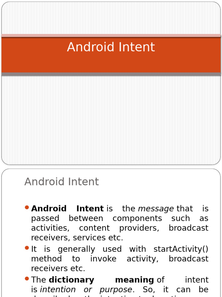 Intent Ppt | PDF | Android (Operating System) | Software Development