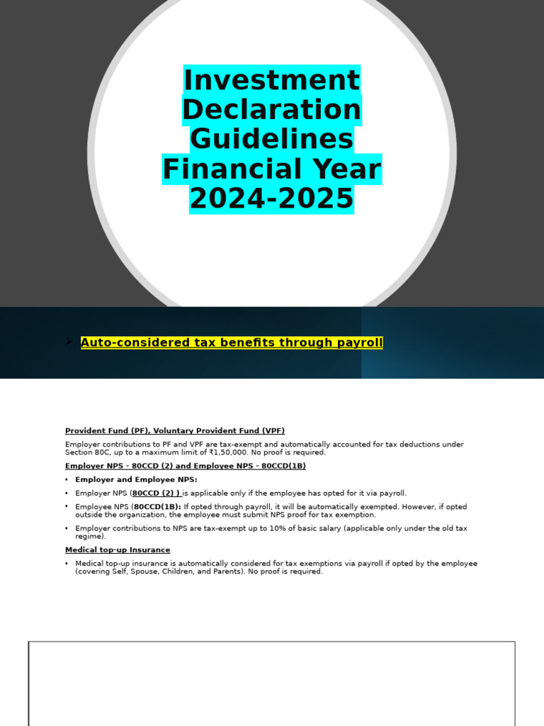 Investment Declaration Guidelines Financial Year 2024-2025 - Updated ...