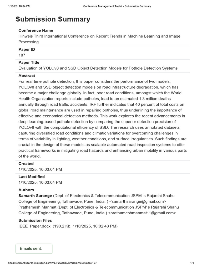 YOLOv8 vs SSD for Pothole Detection | PDF