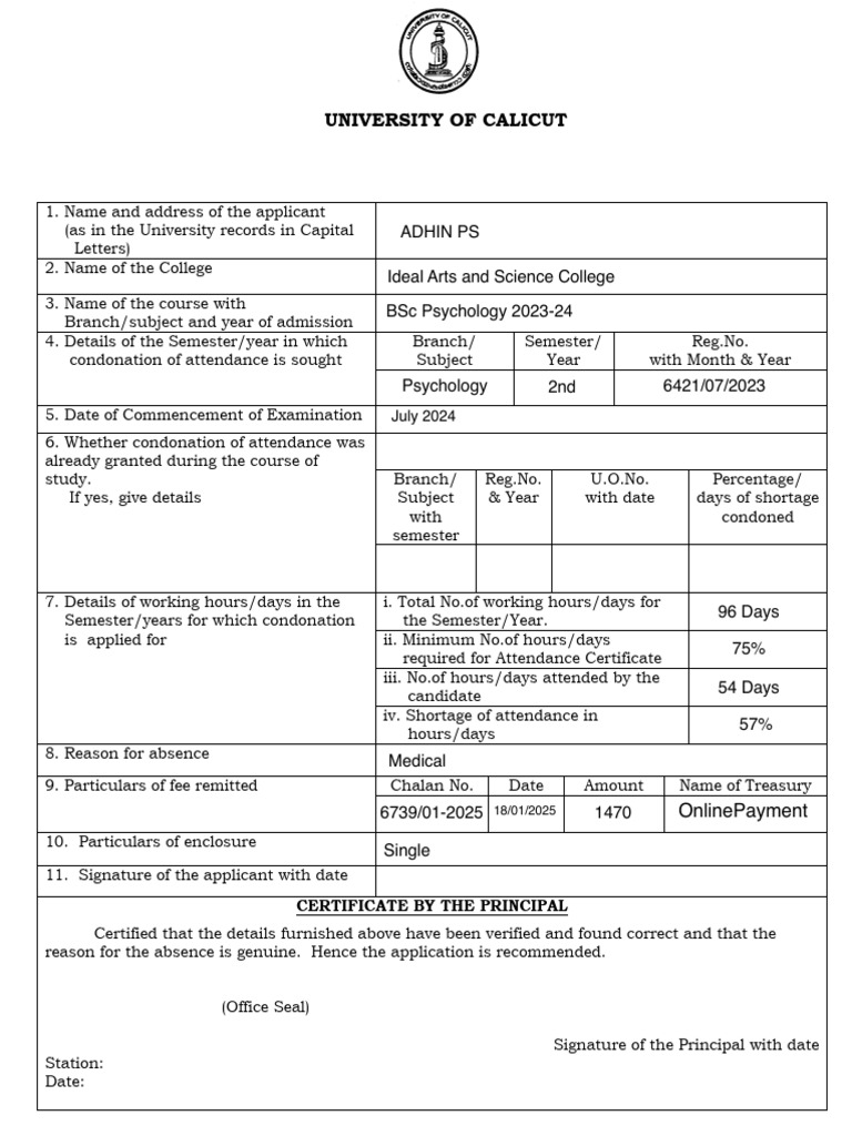 Condonation Fee Application Guide | PDF