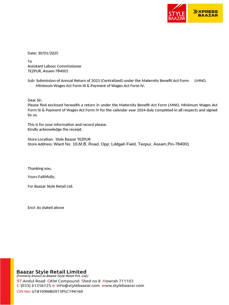 Annual Return Letter | PDF