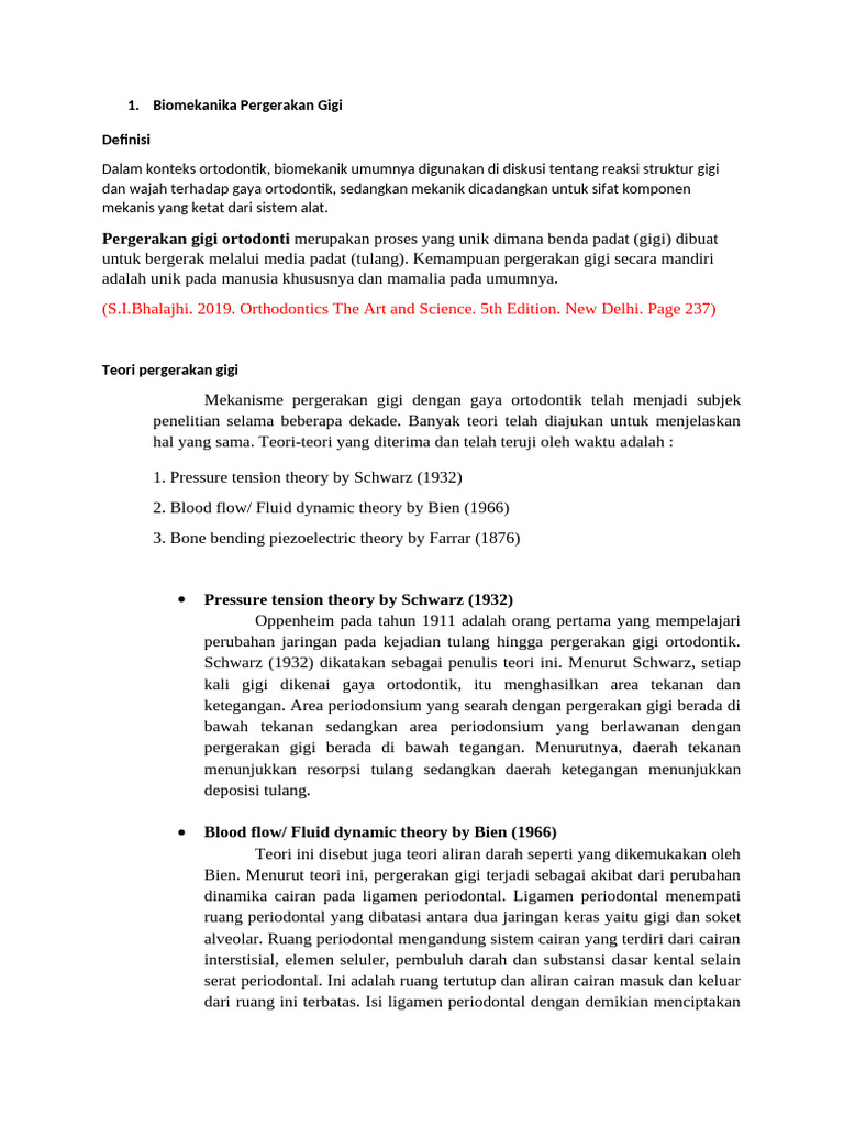 Definisi Dan Teori Biomekanika Pergerakan Gigi | PDF