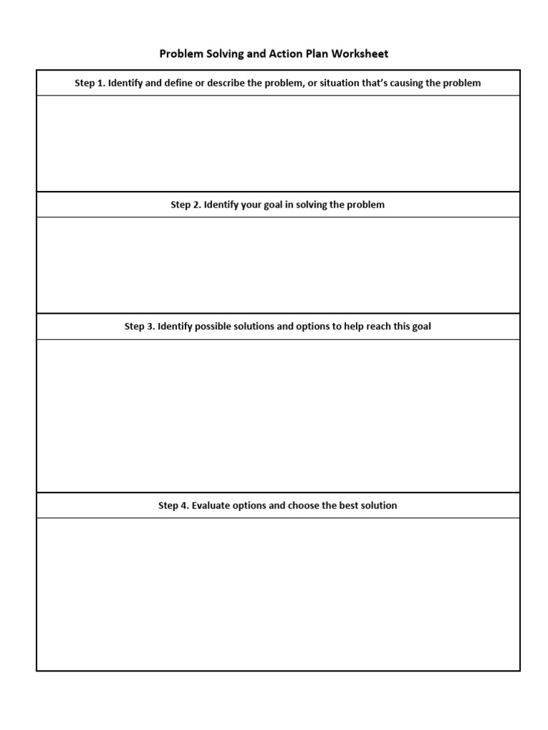 Problem Solving Action Plan Worksheet | PDF