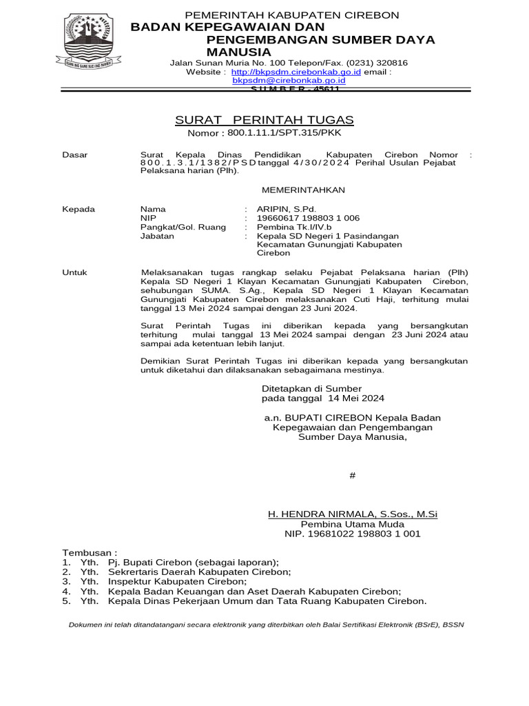 SK PLH Kepala Sekolah | PDF