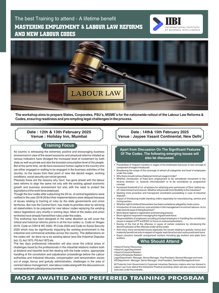 Mastering Employment & Labour Law Reforms | PDF | Employment | Labour Law