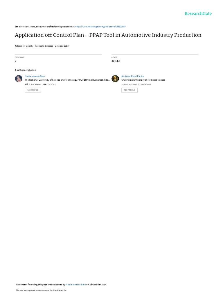 Application Off Control Plan - PPAP Tool in Automotive Industry ...