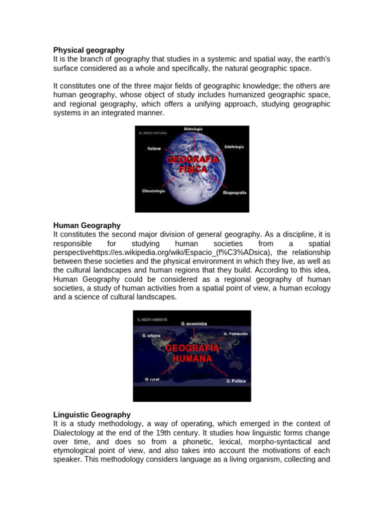 Physical Geography Human Geography | PDF | Geography | Linguistics