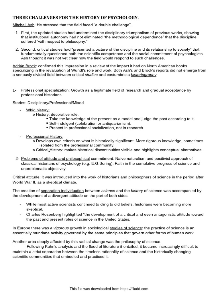 Challenges in Psychology's History | PDF | Science | Philosophy Of Science