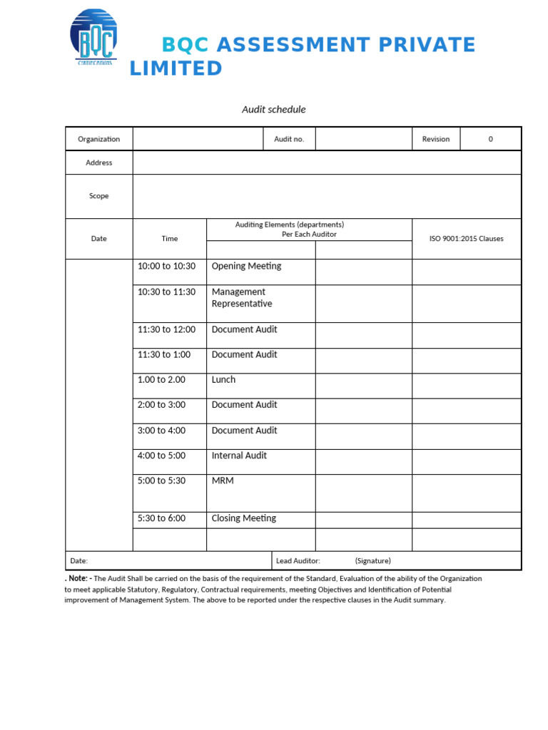 Audit Plan | PDF