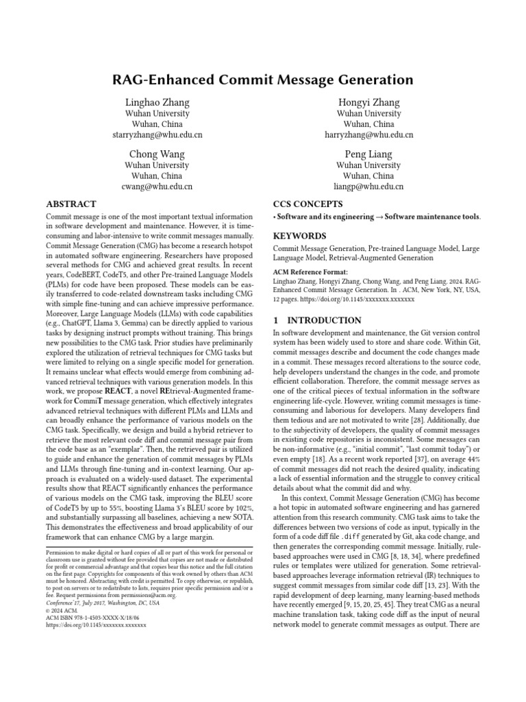 Rag Enhanced Commit Message Generation Pdf Artificial Intelligence Intelligence Ai