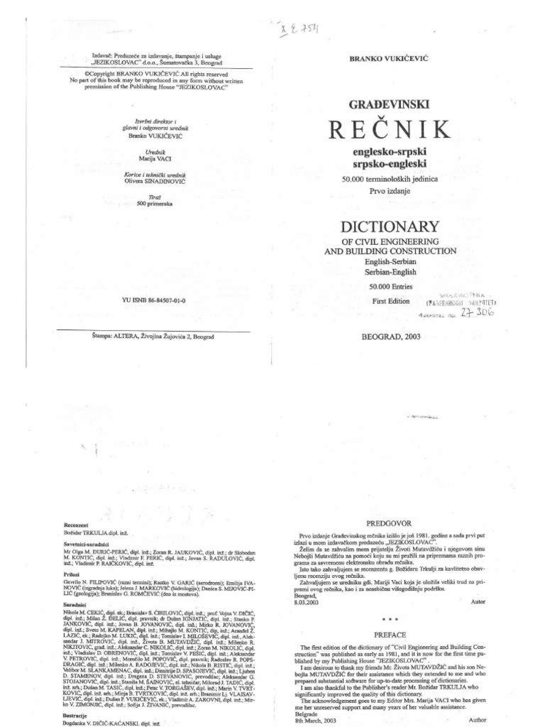 Gradjevinski Recnik Eng-Srp-Eng | PDF