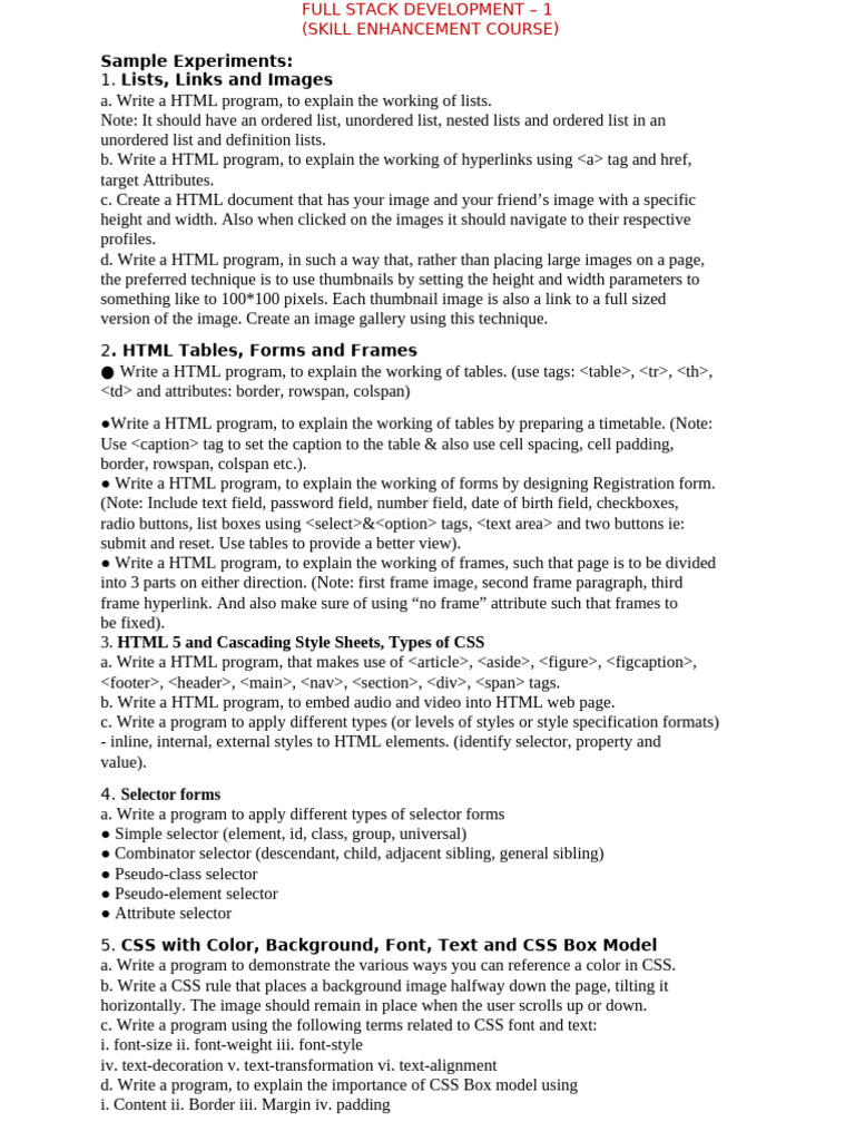 Full Stack Development | PDF | Html Element | Html