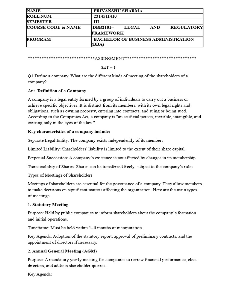 DBB2101 - Legal and Regulatory Framework | PDF | Intellectual Property | Corporate Social ...