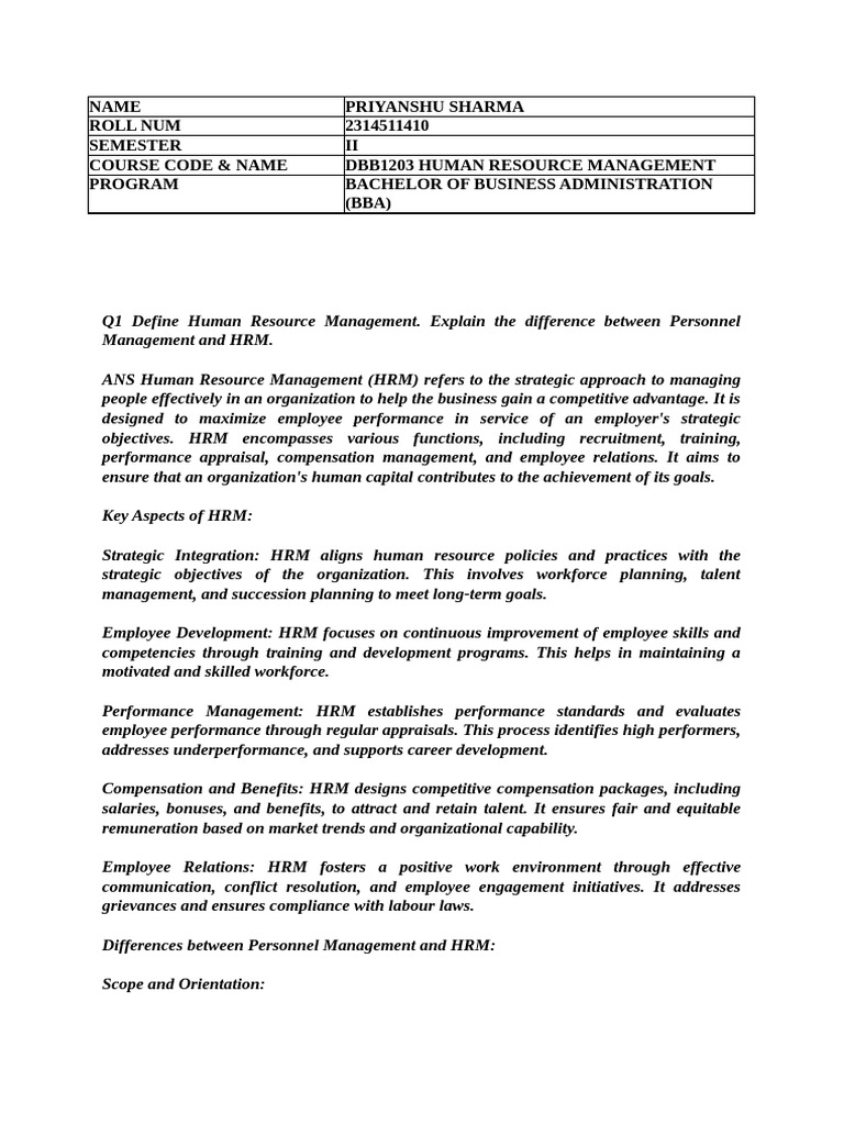 DBB1203 Human Resource Management 1 | PDF | Cost Of Living | Recruitment
