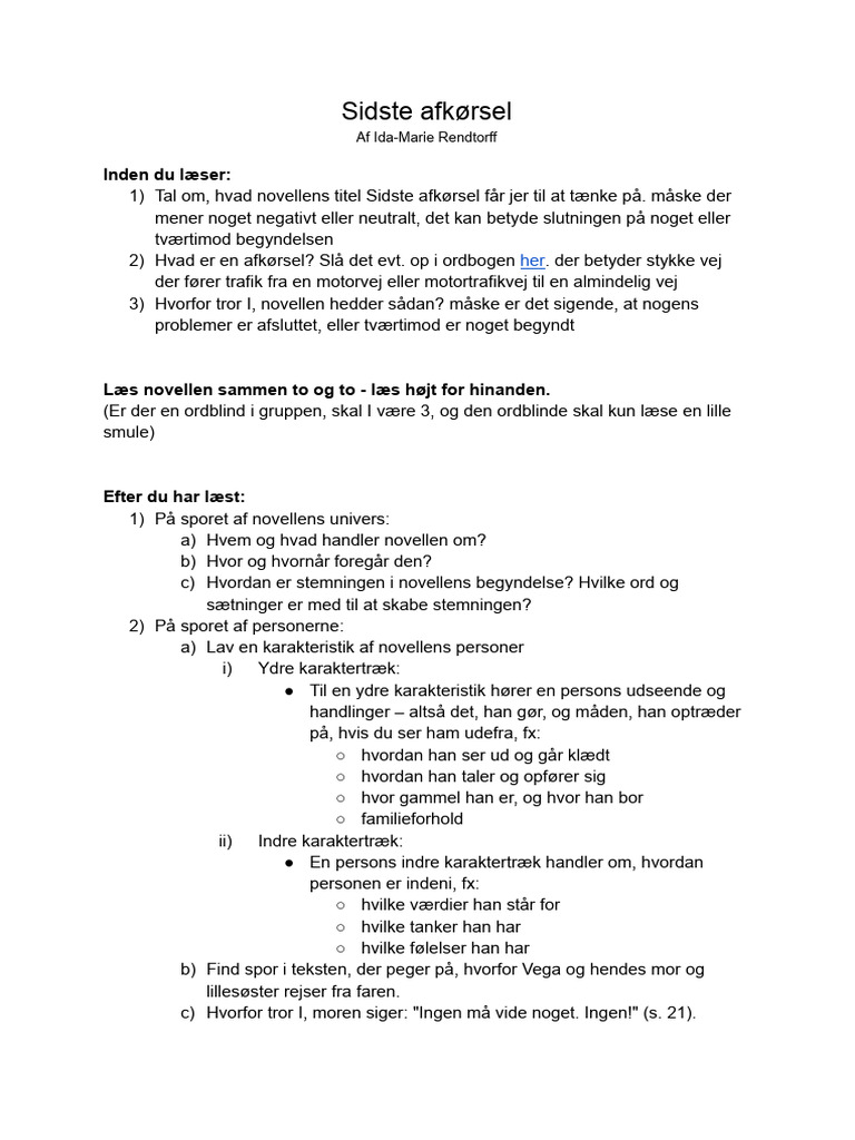 Andrii Chashchukhin - Sidste Afkørsel - Opgaver | PDF