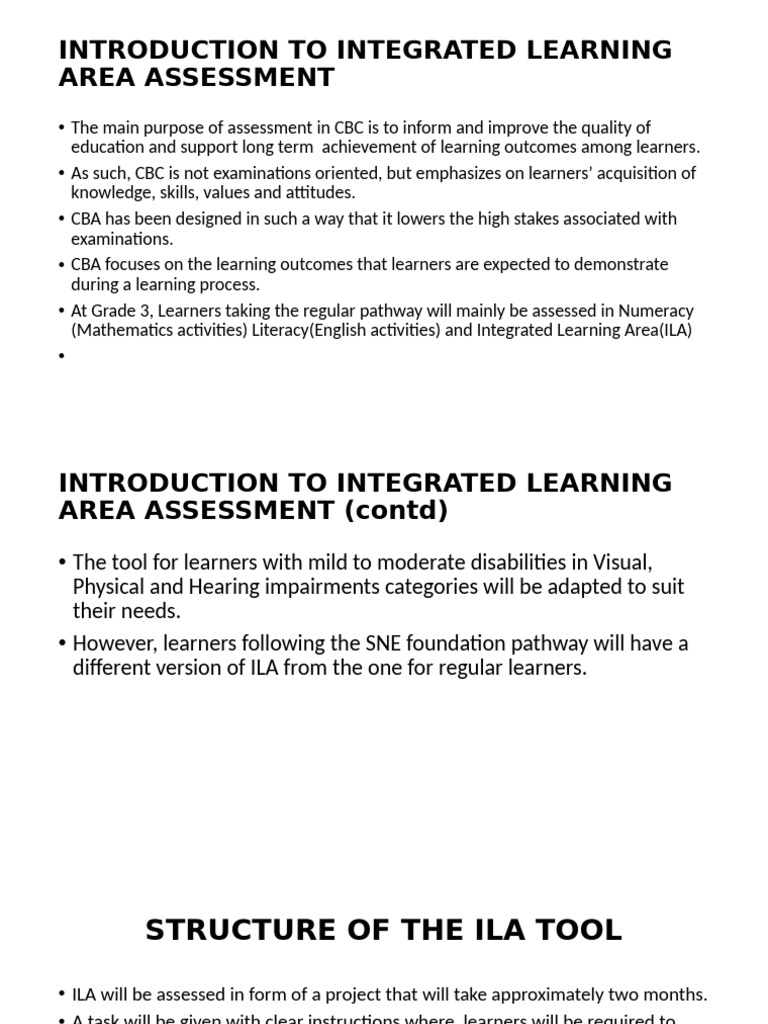Integrated Learning Area Assessment-Cso Presentations | PDF | Learning ...