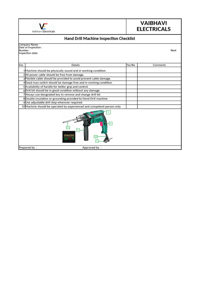 Drill Machine Checklist | PDF