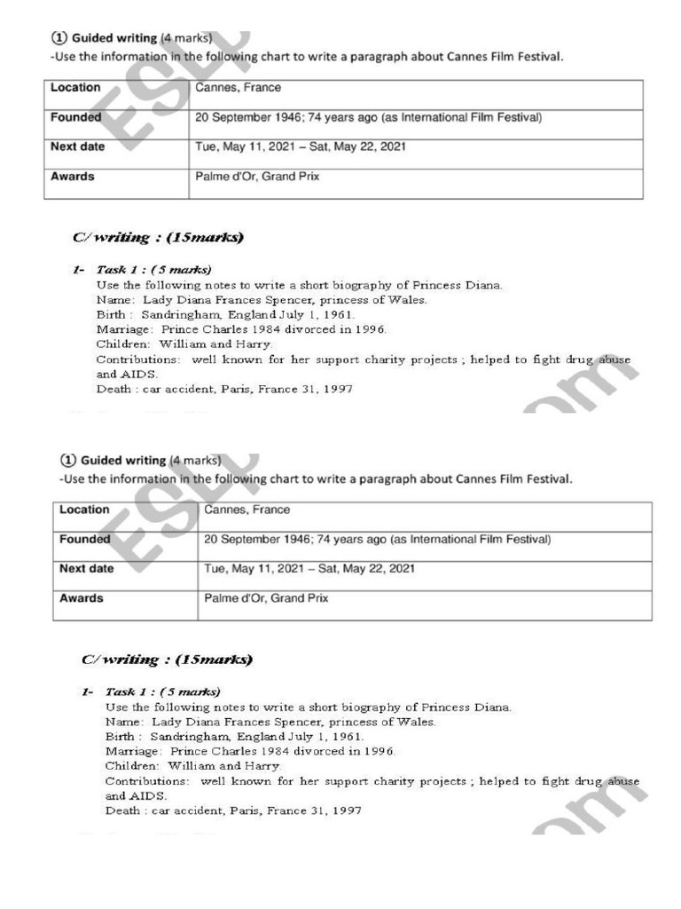 Guided Writing Bac-Unit 1 - Art Shows and Holidaying | PDF