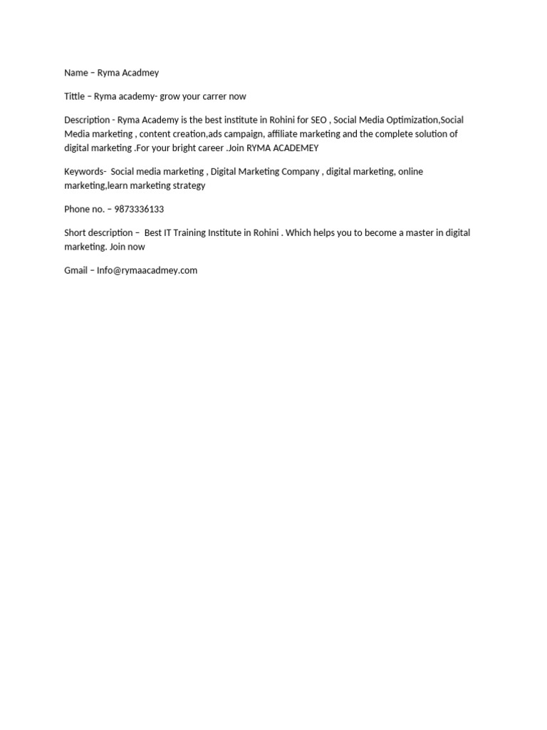 Ryma Acadmey 01 | PDF