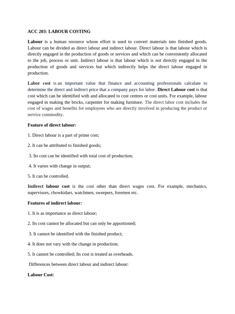 Labour costing introduction 10012025 | PDF | Piece Work | Labour Economics