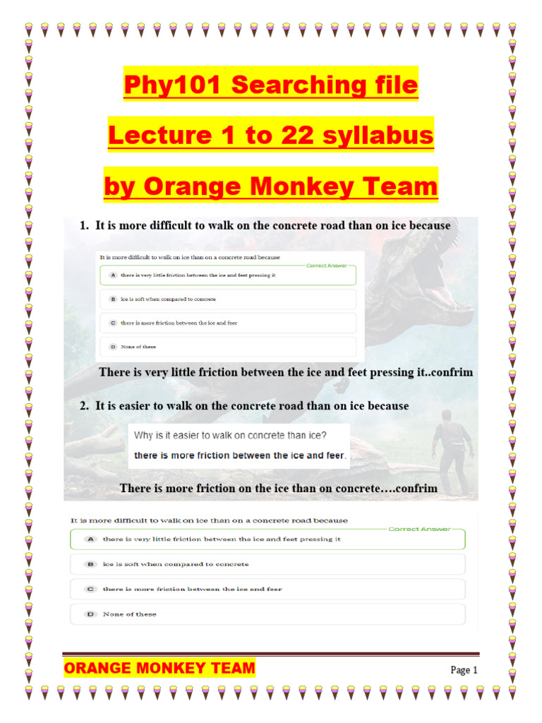 PHY101 QUIZ 2 Lecture 1-22!1!1 | PDF | Force | Waves