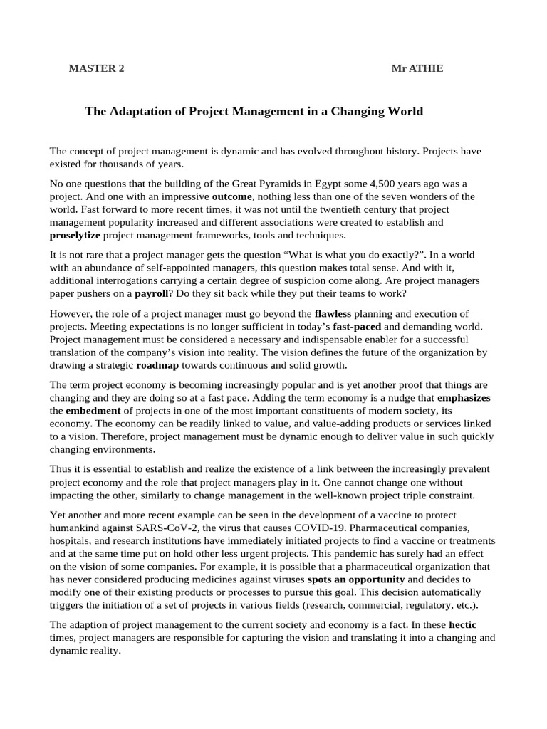 Project Management in a Changing Economy | PDF | Economies
