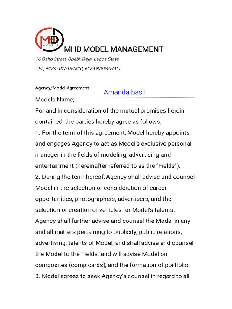 Mhd Model Contract | PDF