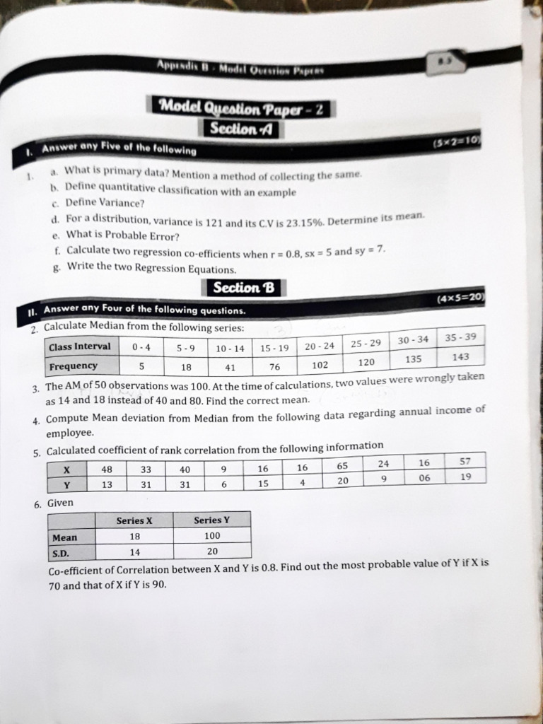 Model Paper 2 | PDF | Variance | Standard Deviation