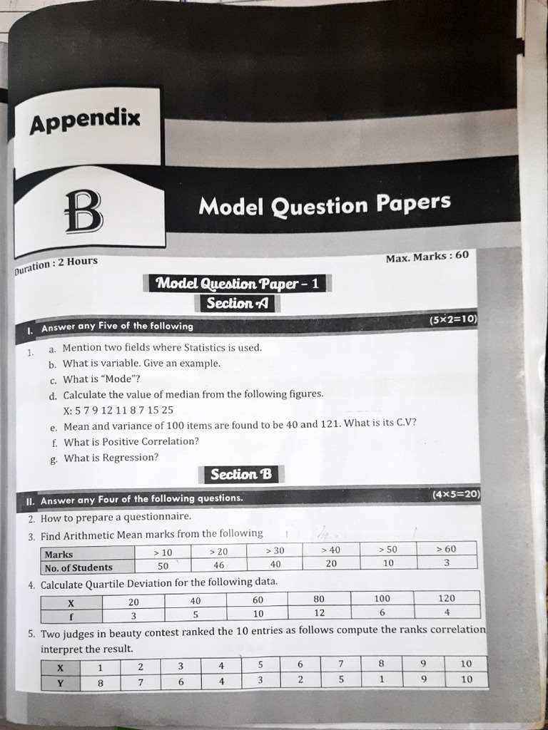 model paper 1 (1) | PDF | Mean | Median