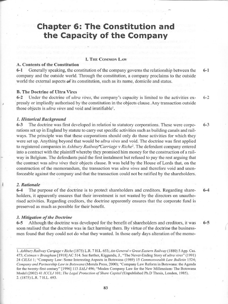 Chapter 6 - The Constitution and The Capacity of The Company 2 | PDF